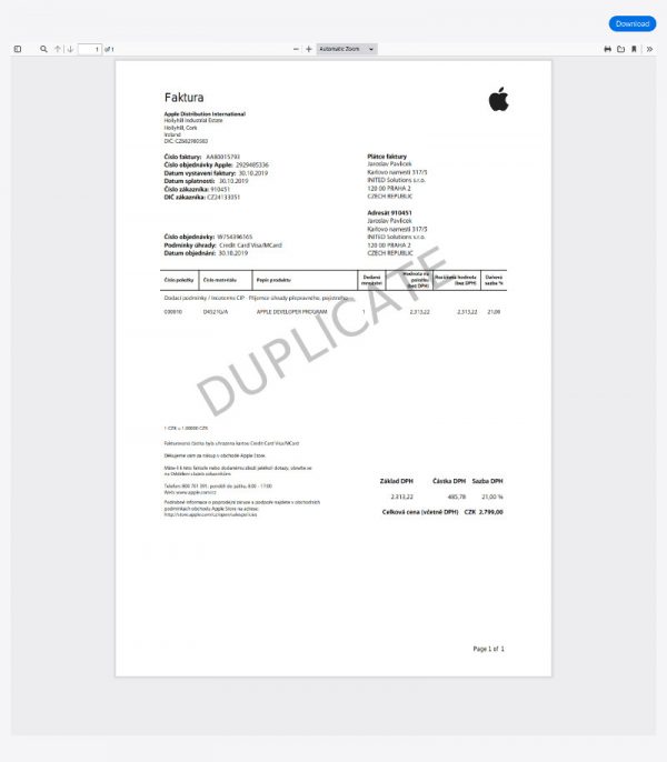 Jak získat fakturu od Apple | INITED Solutions s.r.o.